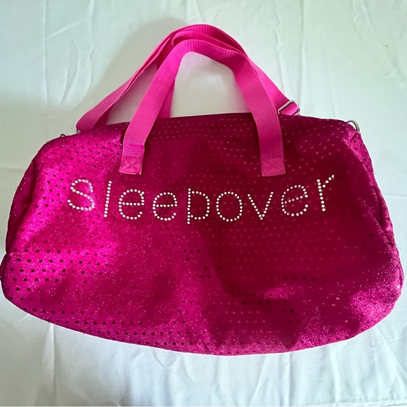 Bags | Sequin Rhinestone Sleepover Graphic Duffle Bag Girls Ladies Pink ...